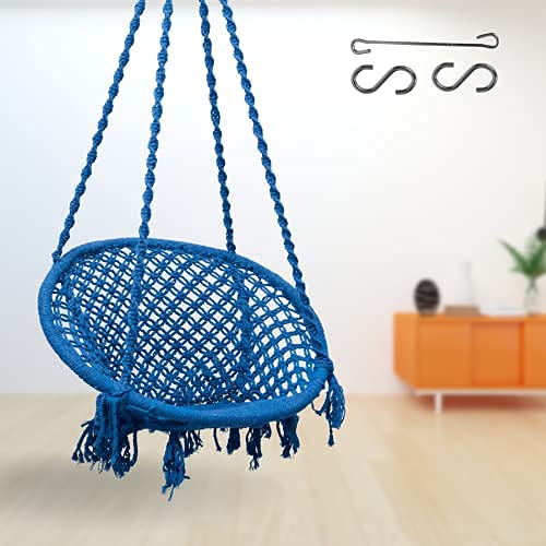 Round Cotton Swing Chair Blue Curio Centre